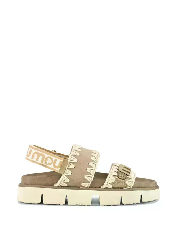 Mou Crochet-detail Sandals - Neutrals