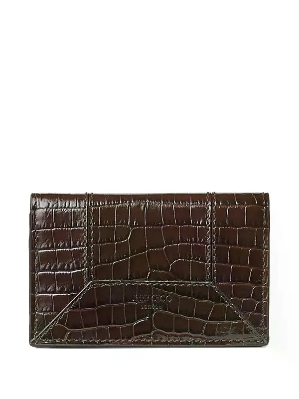 JIMMY CHOO Nello Crocodile-effect Leather Wallet - Brown