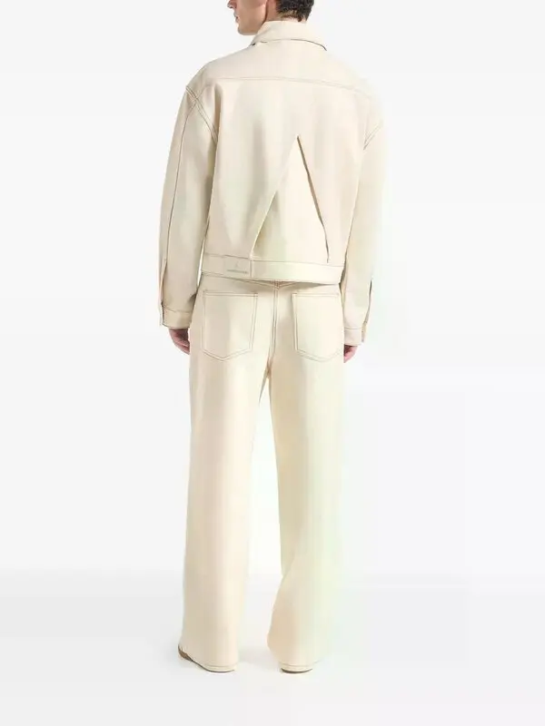 Manière De Voir Damien Back-pleat Denim Jacket - Neutrals