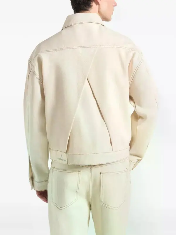 Manière De Voir Damien Back-pleat Denim Jacket - Neutrals