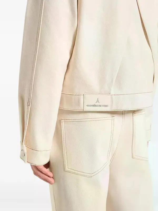 Manière De Voir Damien Back-pleat Denim Jacket - Neutrals