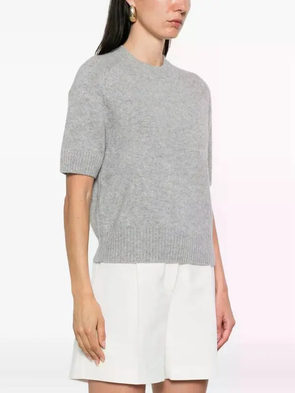 ANINE BING Short-sleeve Cashmere Sweater - Grey