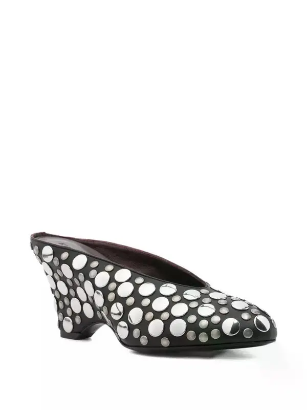 Khaite 70mm Metallic-studded Heeled Mules - Black