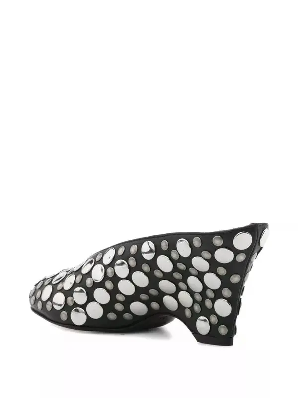 Khaite 70mm Metallic-studded Heeled Mules - Black