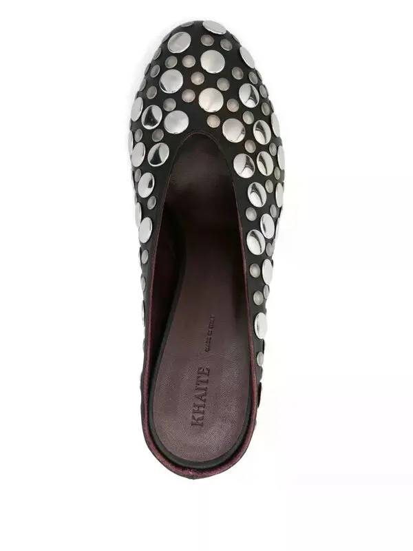 Khaite 70mm Metallic-studded Heeled Mules - Black