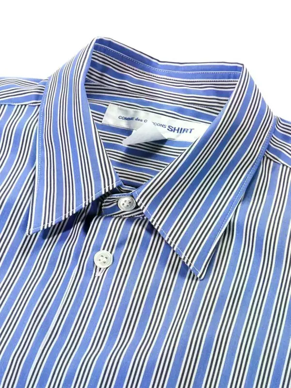 Comme Des Garçons Striped Pocket-detail Shirt - Blue