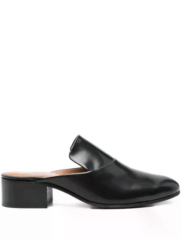 ANNE THOMAS 40mm Leather Block-heel Mules