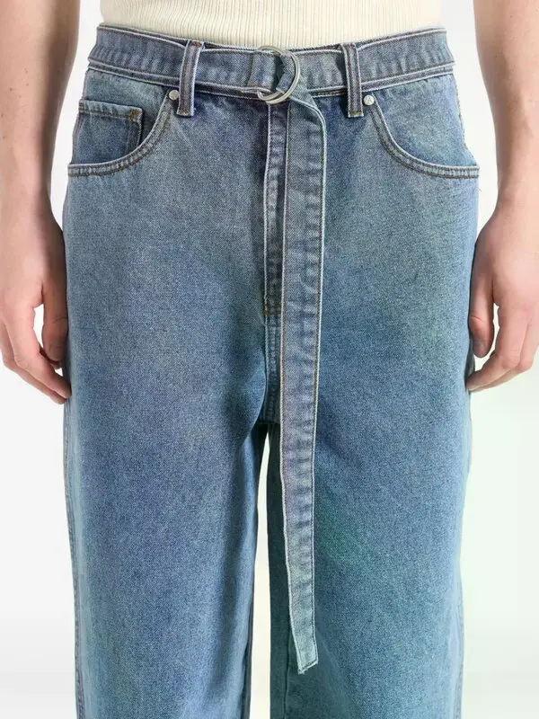 Manière De Voir Adam Wide Leg Belted Denim Jeans