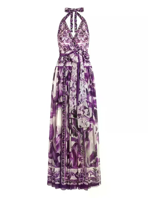 Dolce & Gabbana Maxi Majolica-print Dress - Purple