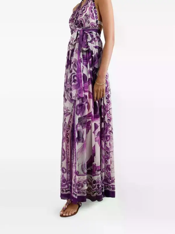Dolce & Gabbana Maxi Majolica-print Dress - Purple