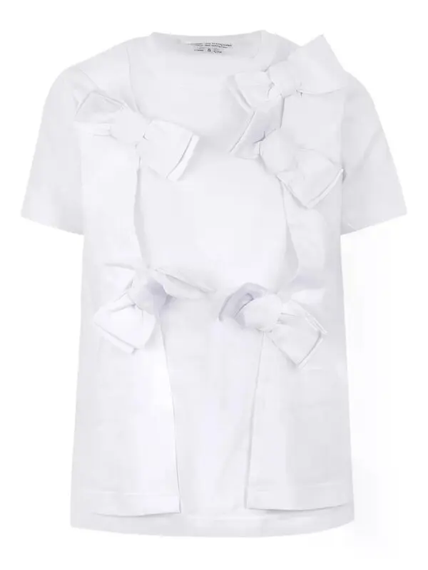 Comme Des Garçons Bow-detailed Cotton T-shirt - White
