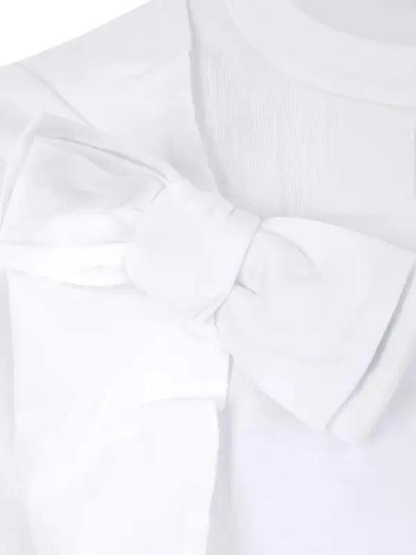 Comme Des Garçons Bow-detailed Cotton T-shirt - White
