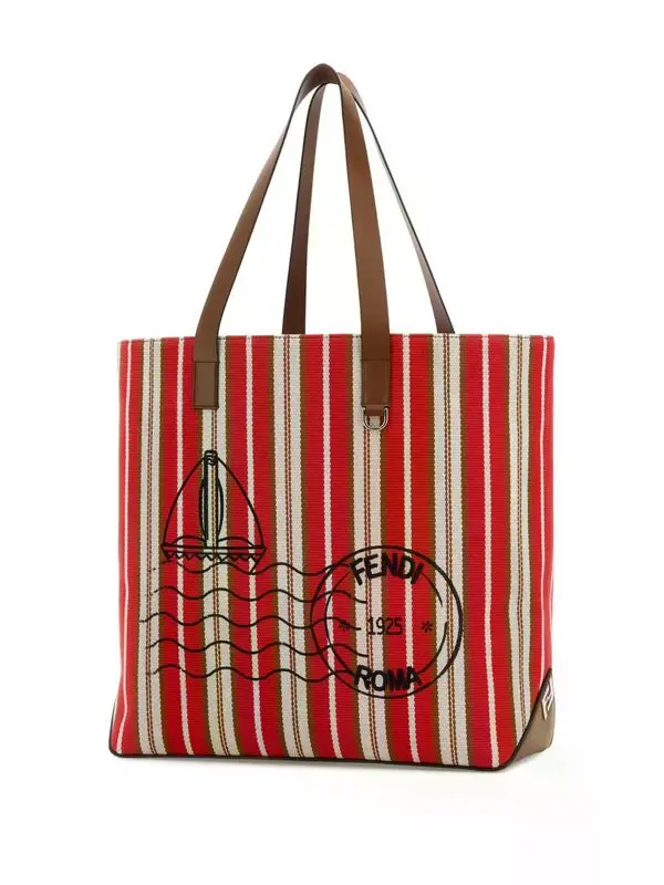 Fendi Striped Tote Bag With Graphic