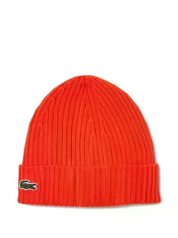 Lacoste Ribbed-knit Beanie - Orange