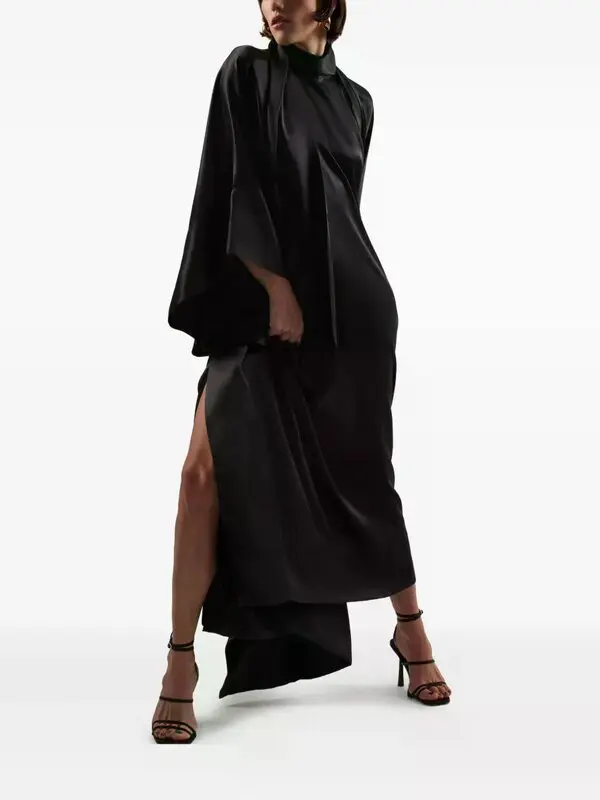 Taller Marmo High-Neck Silk Maxi Dress - Black | Editorialist