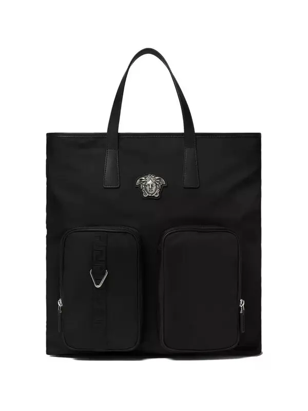 Versace Medusa Plaque Pocket Tote Bag - Black