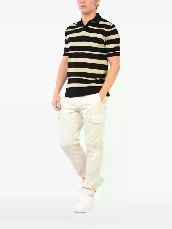 HOSIO Striped Short-sleeve Polo Shirt