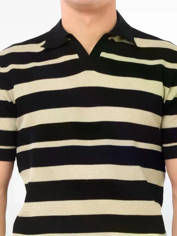 HOSIO Striped Short-sleeve Polo Shirt