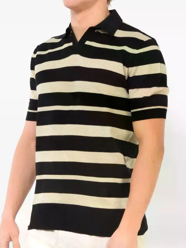 HOSIO Striped Short-sleeve Polo Shirt