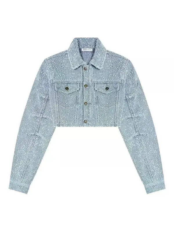 Manière De Voir Catherine Cropped Bouclé Denim Jacket