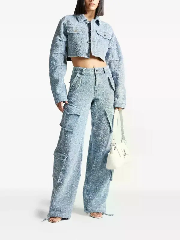 Manière De Voir Catherine Cropped Bouclé Denim Jacket