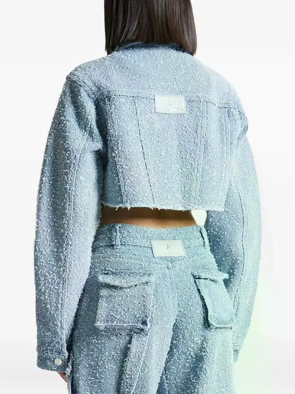 Manière De Voir Catherine Cropped Bouclé Denim Jacket