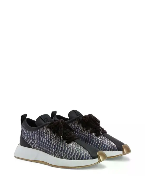 GIUSEPPE ZANOTTI Snakeskin-print Sneakers - Black