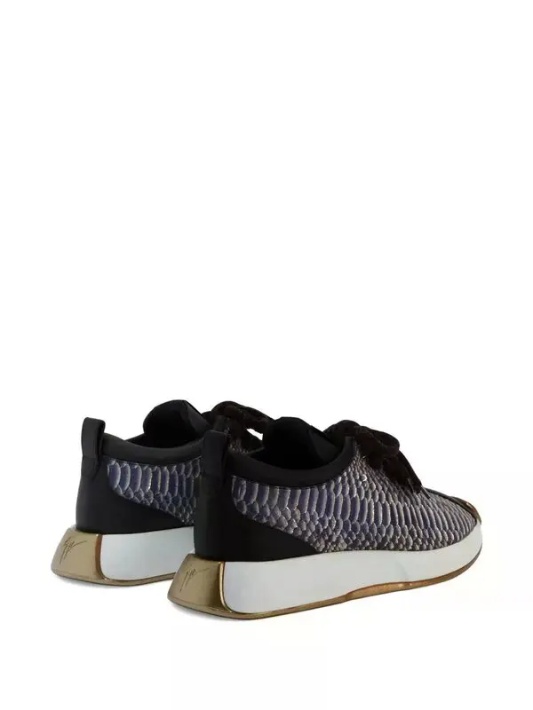 GIUSEPPE ZANOTTI Snakeskin-print Sneakers - Black