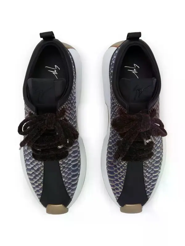 GIUSEPPE ZANOTTI Snakeskin-print Sneakers - Black