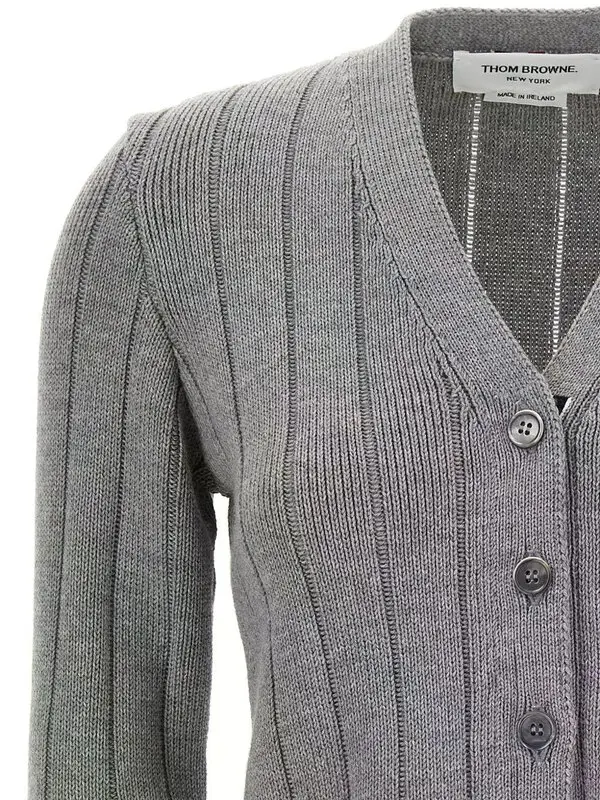 Thom Browne Ribbed V-neck Cardigan