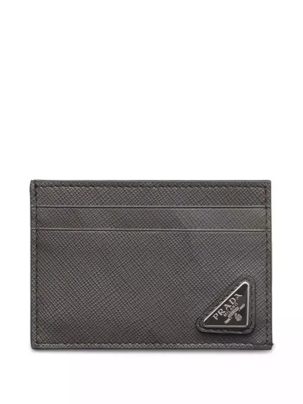 Prada Saffiano Leather Card Holder - Grey