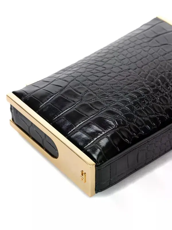 Elisabetta Franchi Crocodile-Effect Clutch Bag In Black - 51% Off