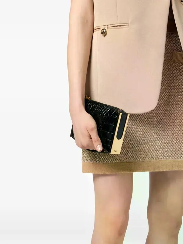 Elisabetta Franchi Crocodile-Effect Clutch Bag In Black - 51% Off