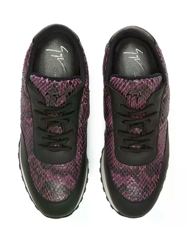GIUSEPPE ZANOTTI Jimi Snakeskin Leather Sneakers - Black