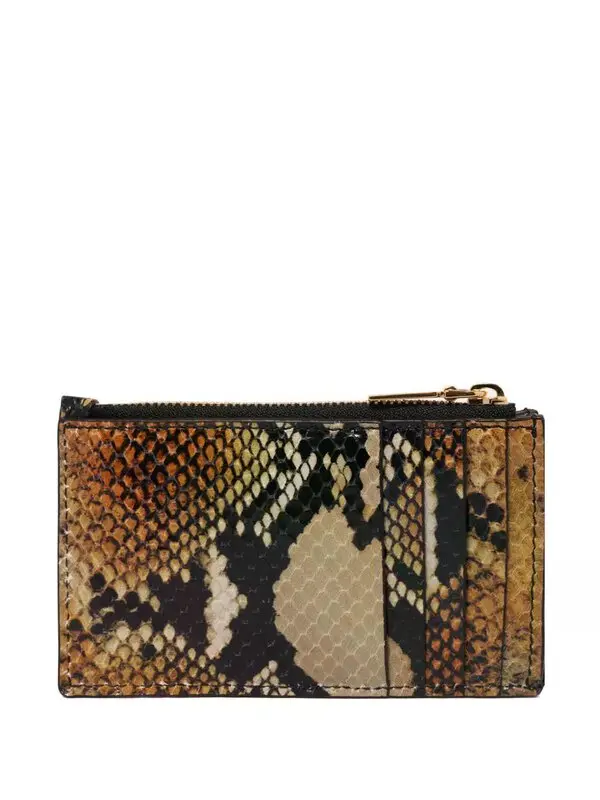 Alexander McQueen Snakeskin-pattern Zip Cardholder - Brown