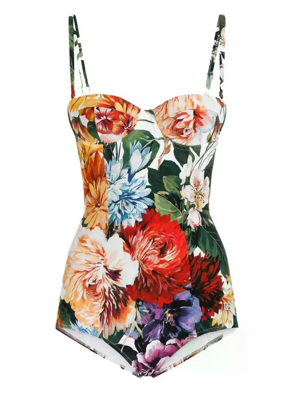 Dolce & Gabbana Floral-print One-piece Swimsuit - Red