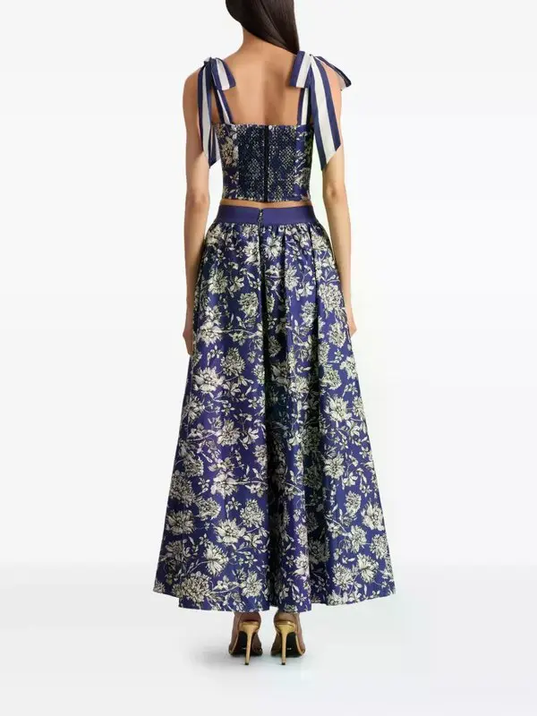 Alice + Olivia Floral-print Tie-shoulder Top