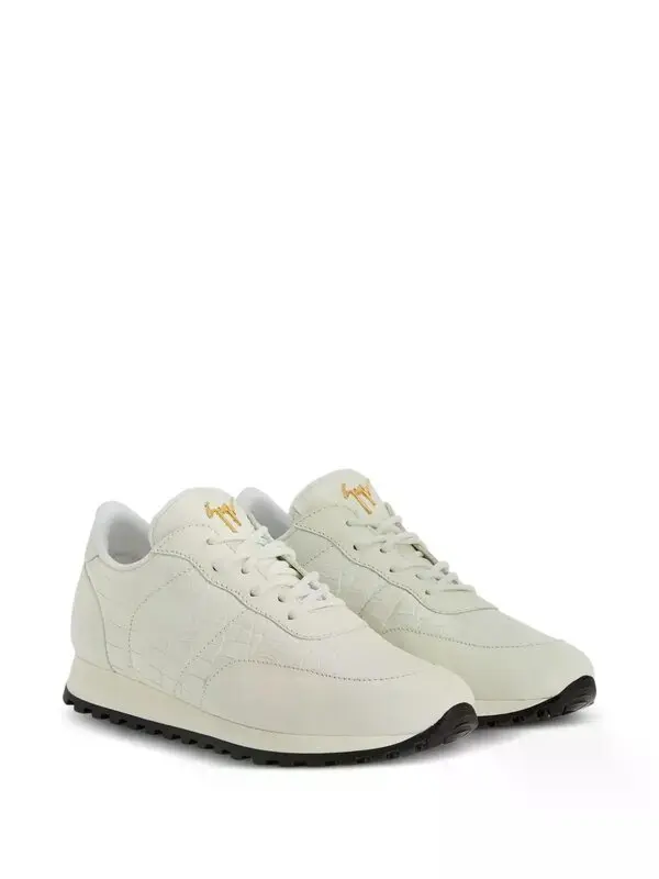 GIUSEPPE ZANOTTI Jimi Crocodile-effect Leather Sneakers - White