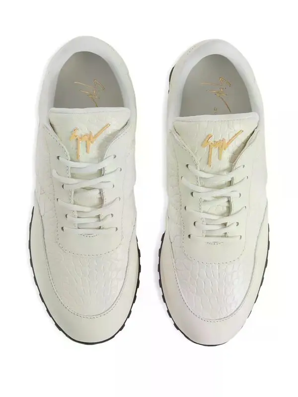 GIUSEPPE ZANOTTI Jimi Crocodile-effect Leather Sneakers - White