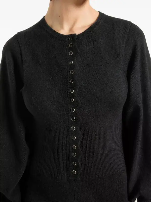 Manière De Voir Maniere De Voir Knitted Scallop Hem Playsuit With Balloon Sleeves