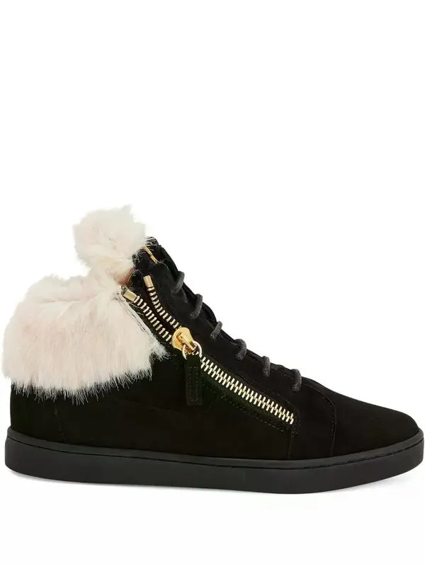 GIUSEPPE ZANOTTI Kriss Fur-trimmed Sneakers - Black