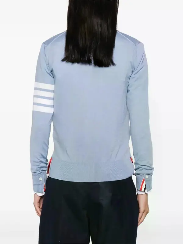 Thom Browne Merino Wool 4-bar Relaxed Fit V-neck Cardigan - Blue
