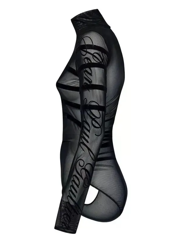 JEAN PAUL GAULTIER Striped Mesh Bodysuit