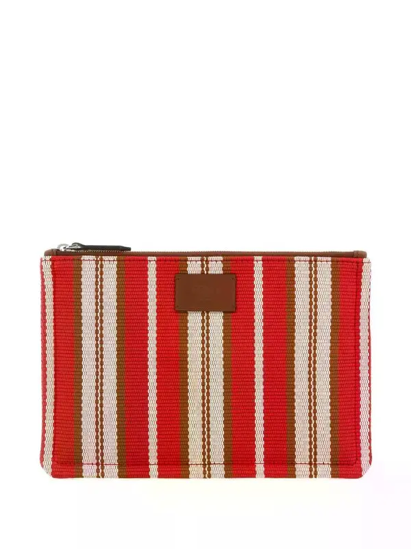 Fendi Small Striped Canvas Clutch - Red