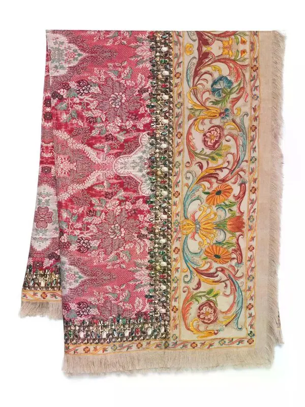 PIERRE-LOUIS MASCIA Embellished Floral-print Scarf - Pink