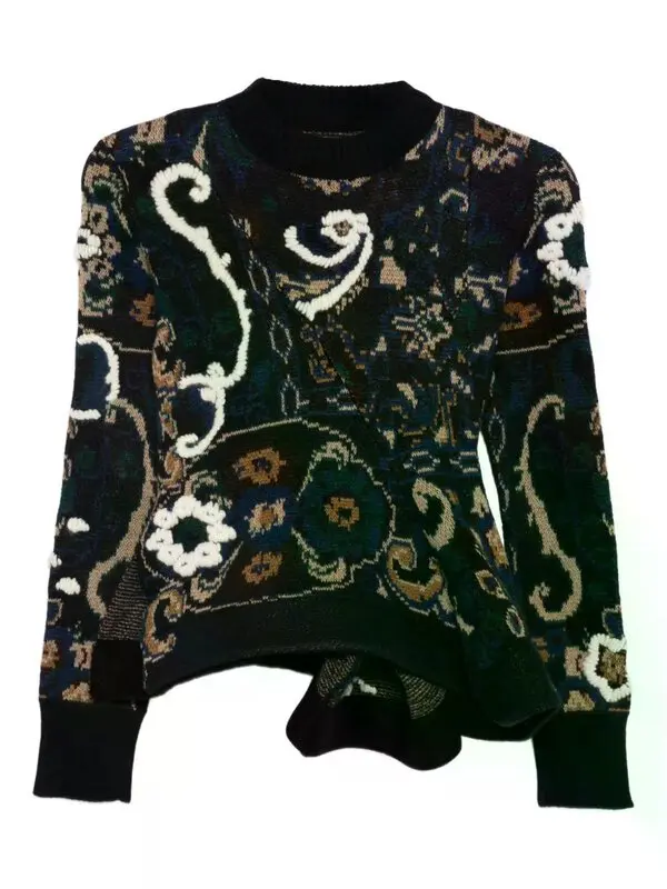 Sacai Floral-pattern Embellished Sweater