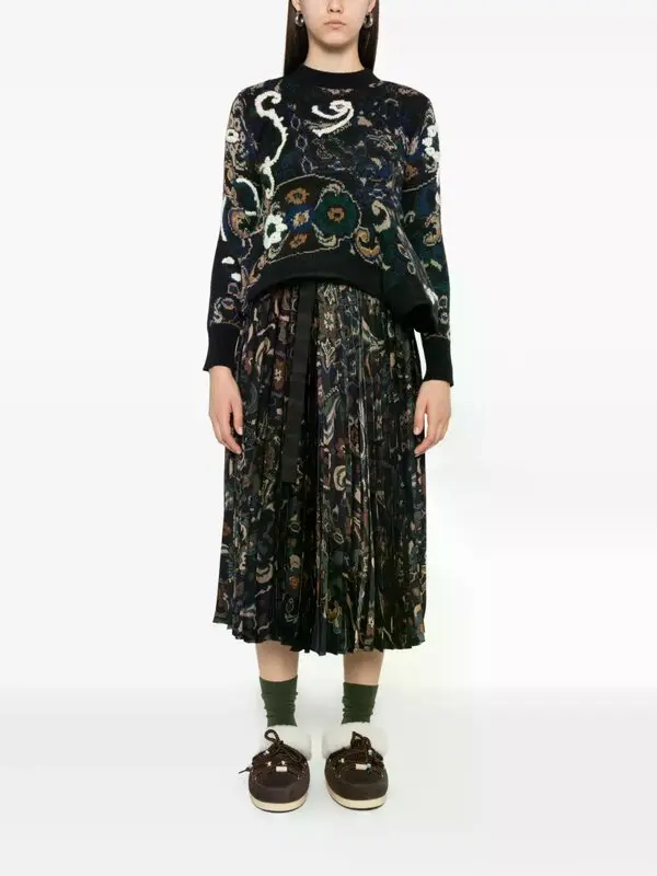 Sacai Floral-pattern Embellished Sweater