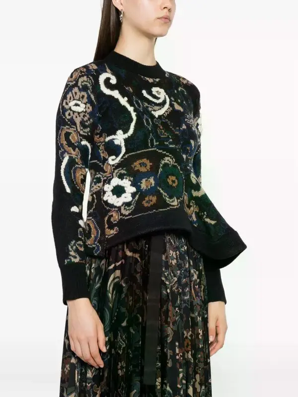 Sacai Floral-pattern Embellished Sweater