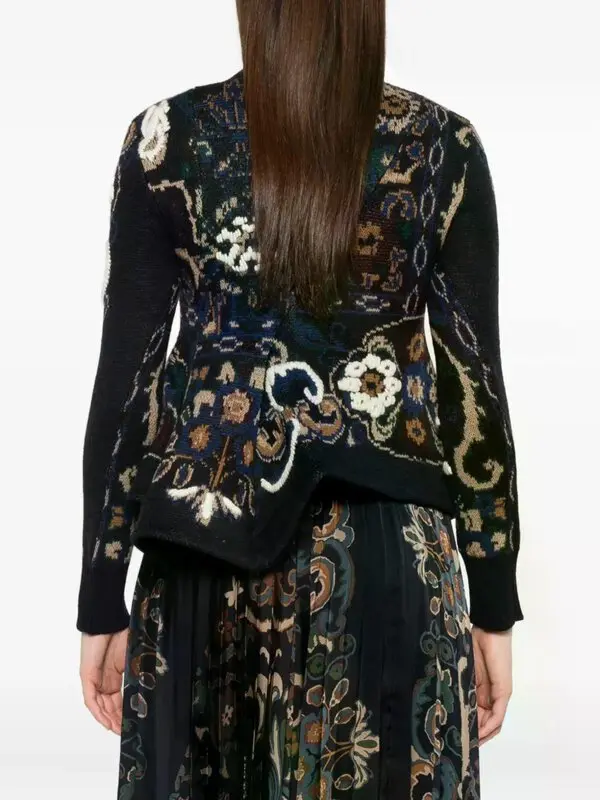 Sacai Floral-pattern Embellished Sweater