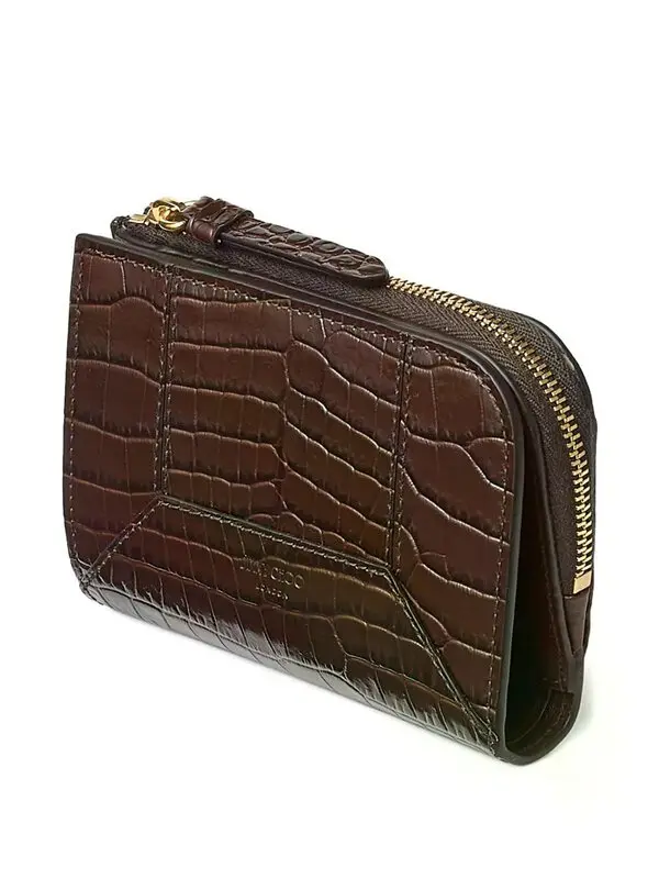 JIMMY CHOO Crocodile-effect Zip Wallet - Brown